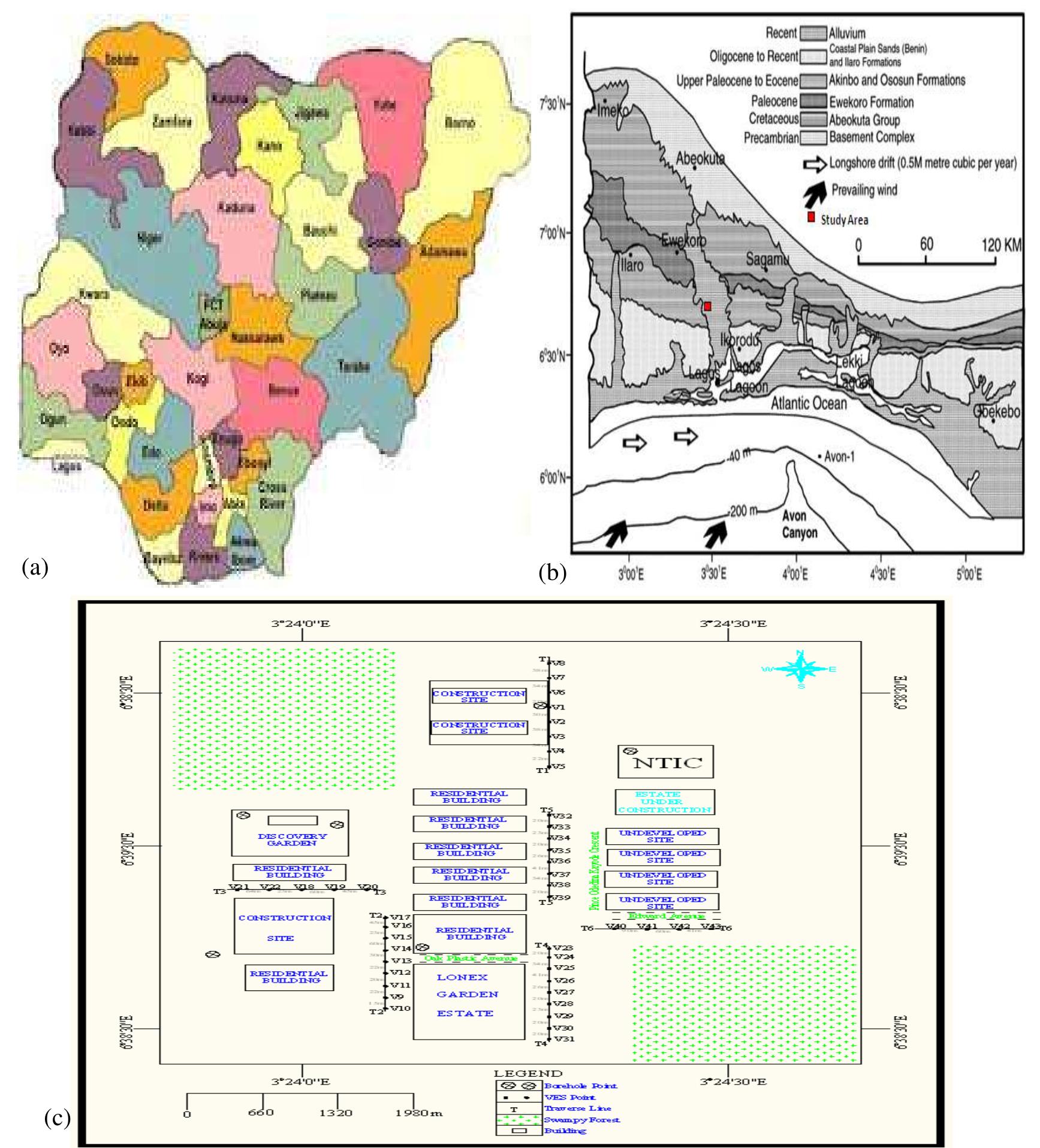 (a) map of nigeria; (b) geological map of ogun state