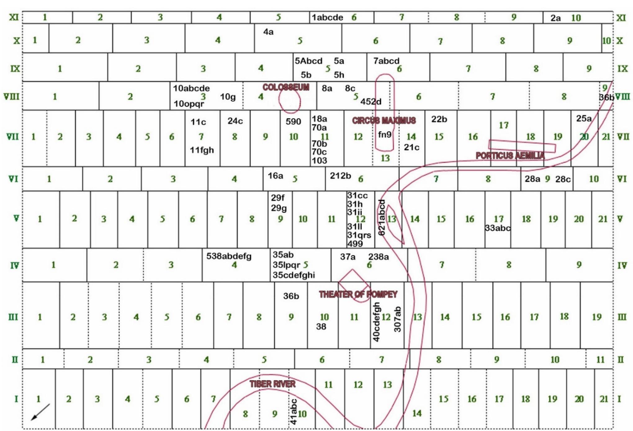 Slab map of the fu. showing the slab numbering code (in