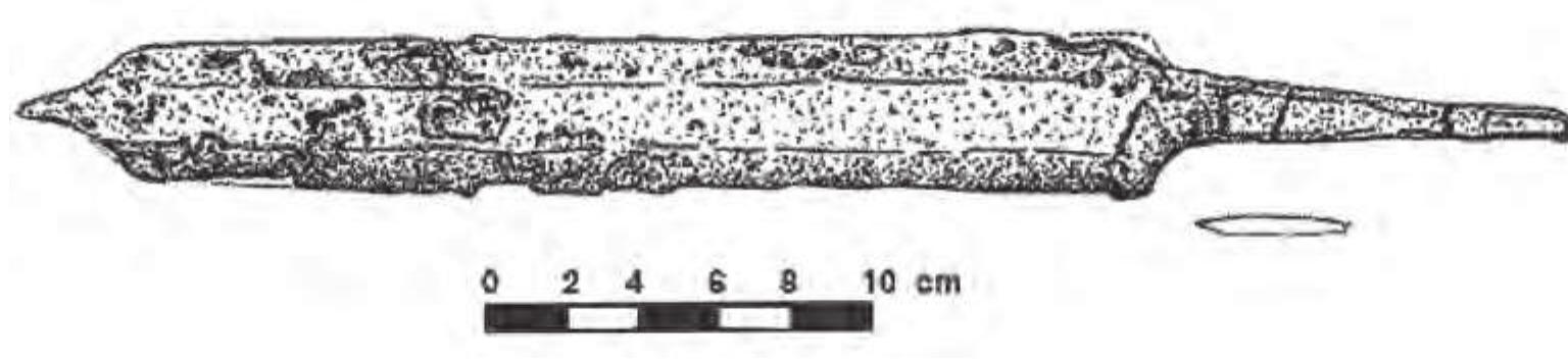 An anglo-saxon weaving sword with tanged tip, from