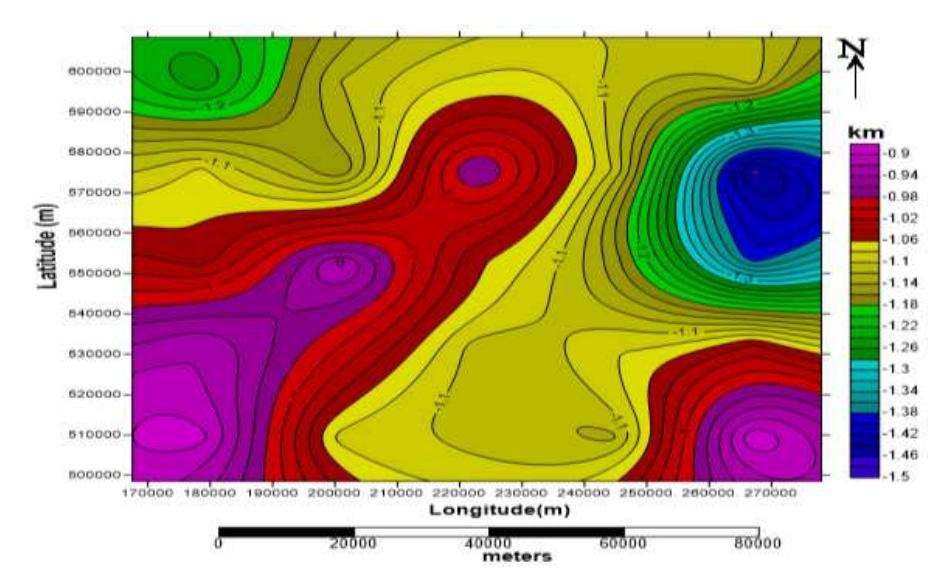Deep depth to basement map.