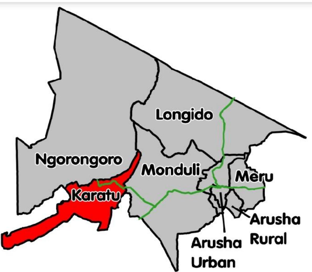 2: a map of karatu district, arusha region.
