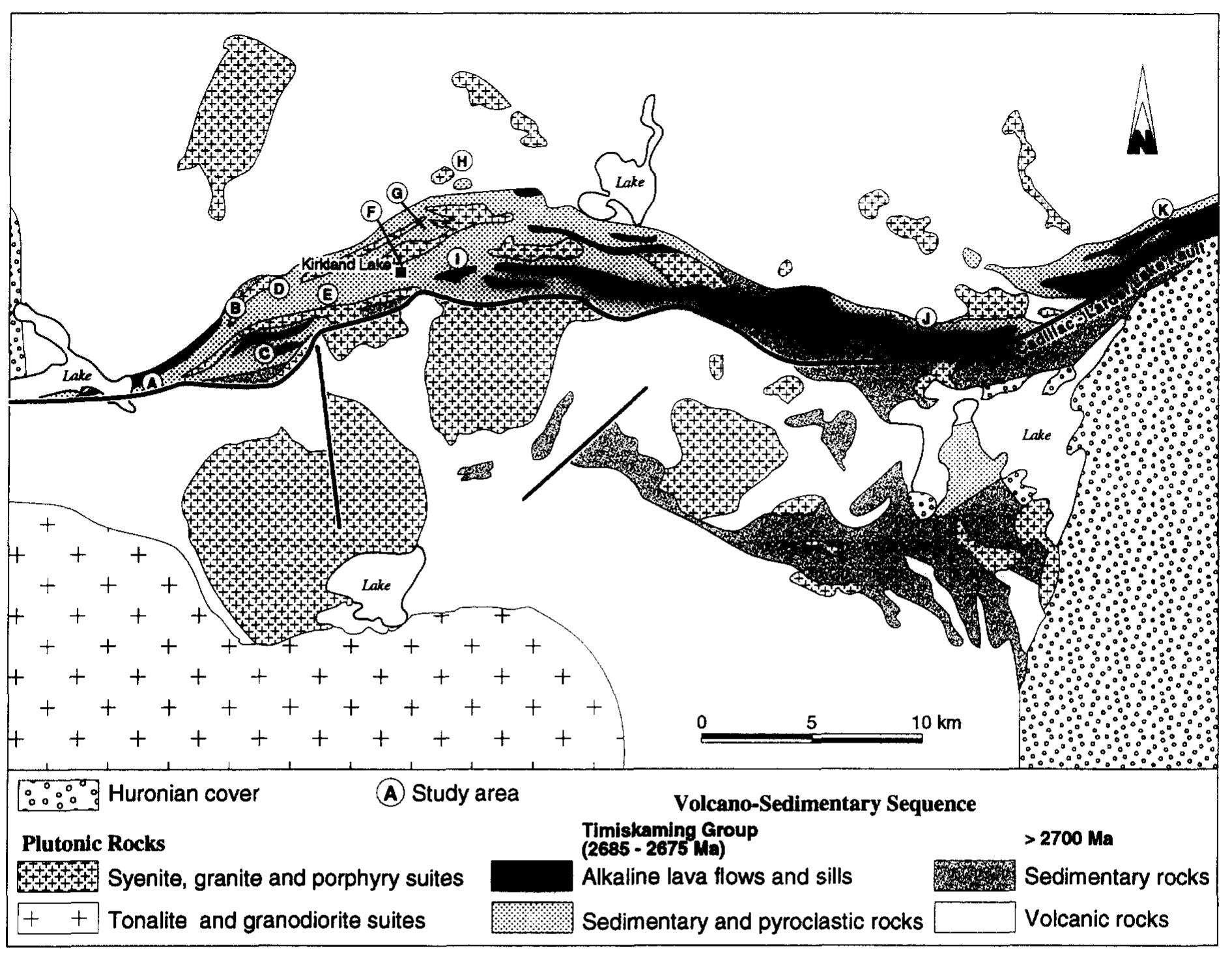Lithostratigraphic map of the kirkland lake area showing the