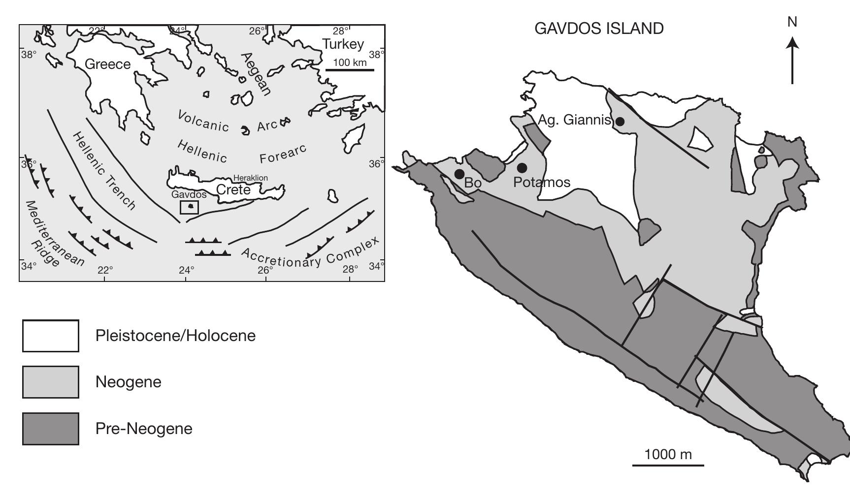 Fia. 1. — simplified geological map of gavdos island