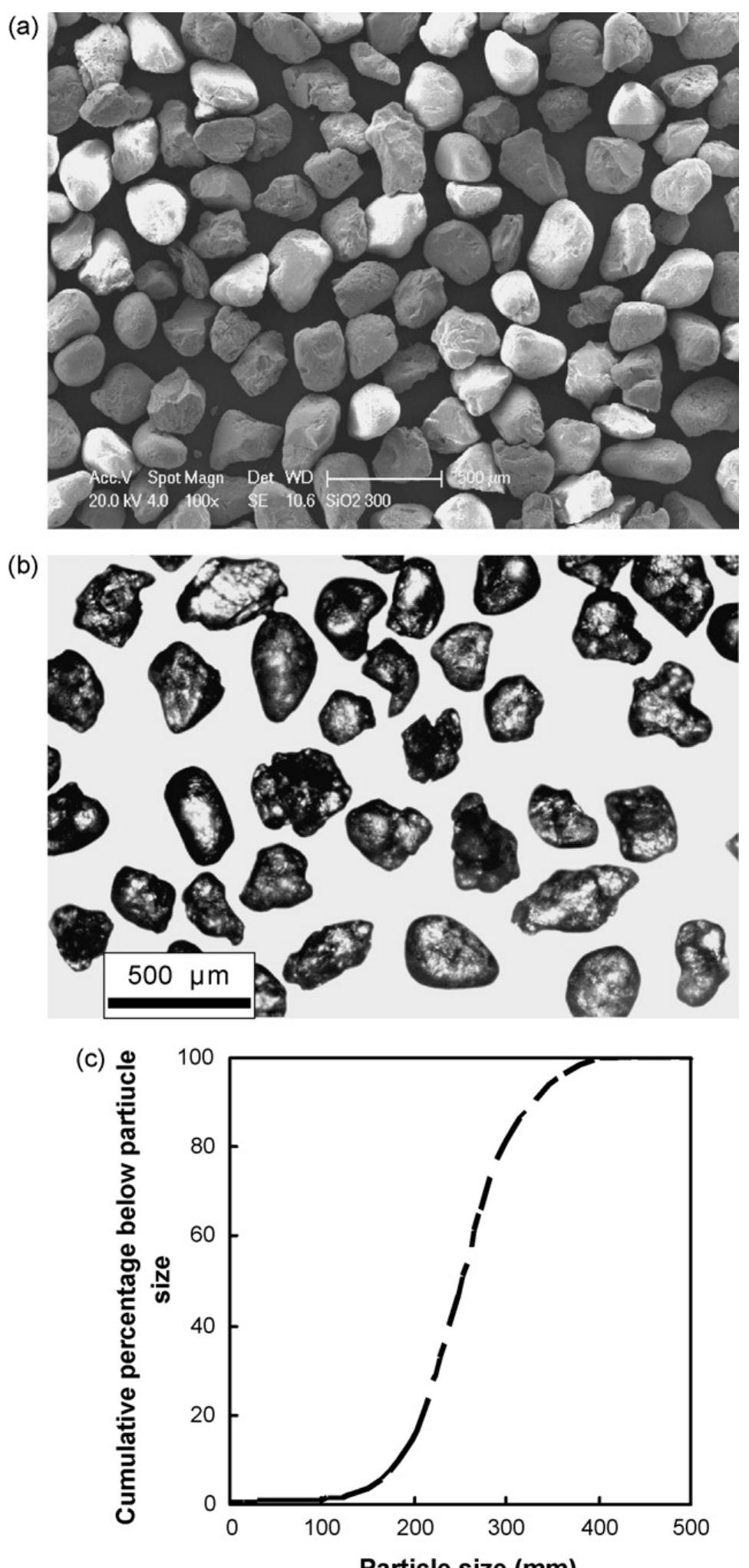 (a) sem micrograph showing morphology of silica abrasive