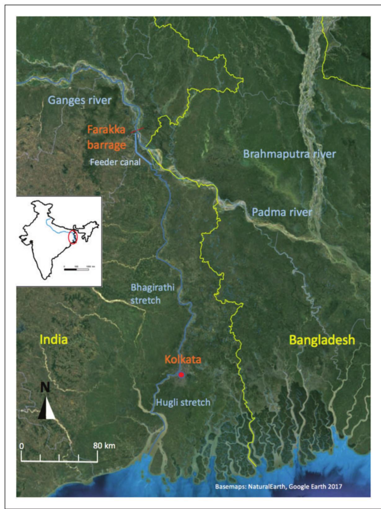 Schematic map of the lower ganges basin.
