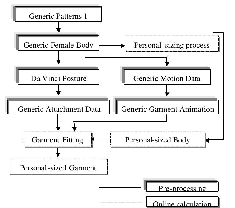 Dataflow diagram for one generic female body and one