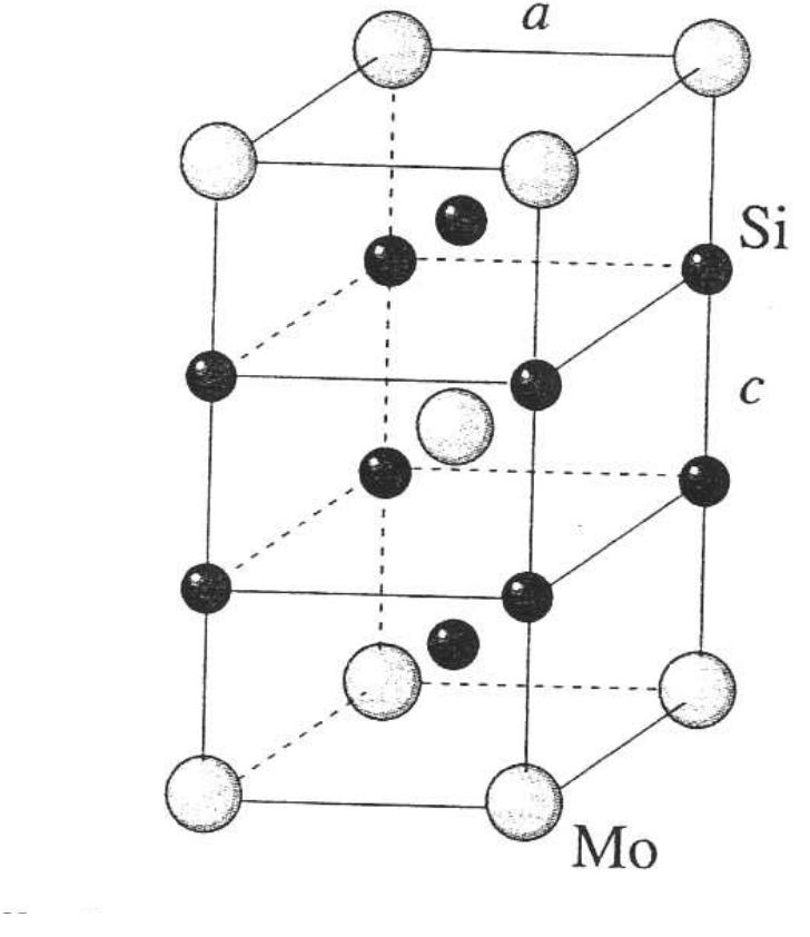 The tetragonal unit cell of c11, structured molybdenum
