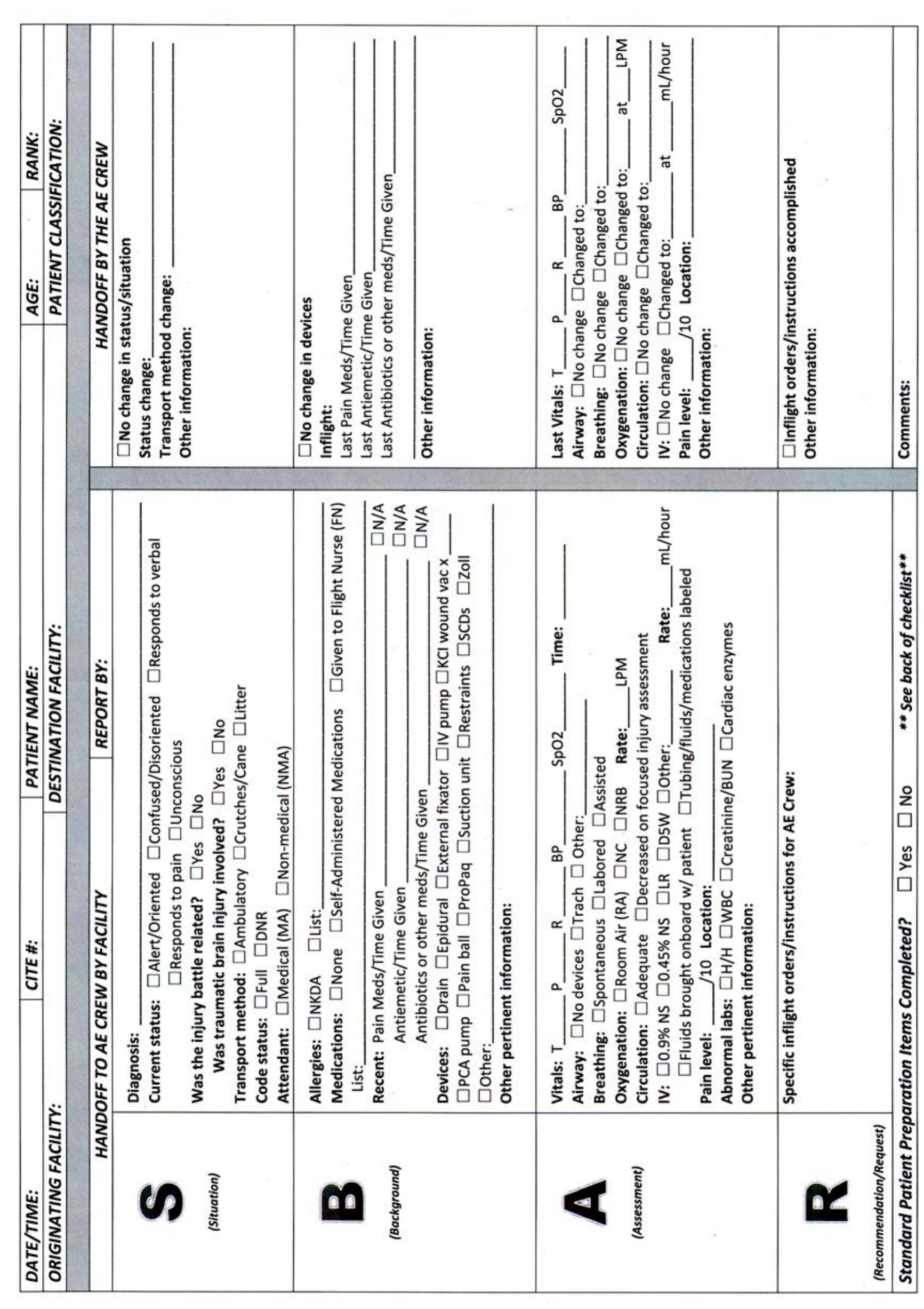 Table 35 - Implementation of the SBAR Checklist to Improve