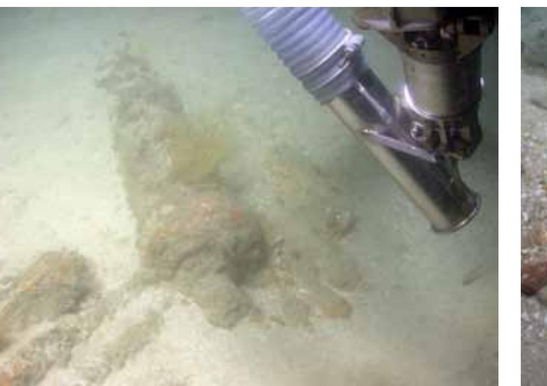 Detail of the cascabel end of concreted cannon c-16.