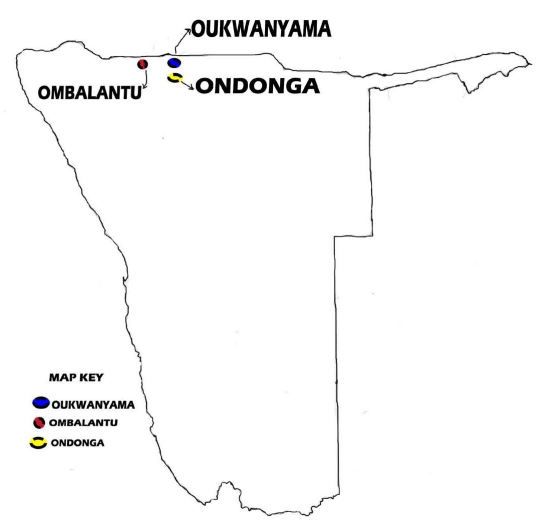 1. map of namibia showing the geographical locations ofthe