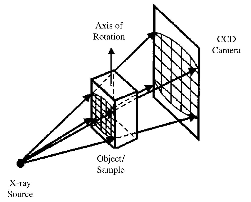 Schematic diagram of the laboratory x-ray microtomography