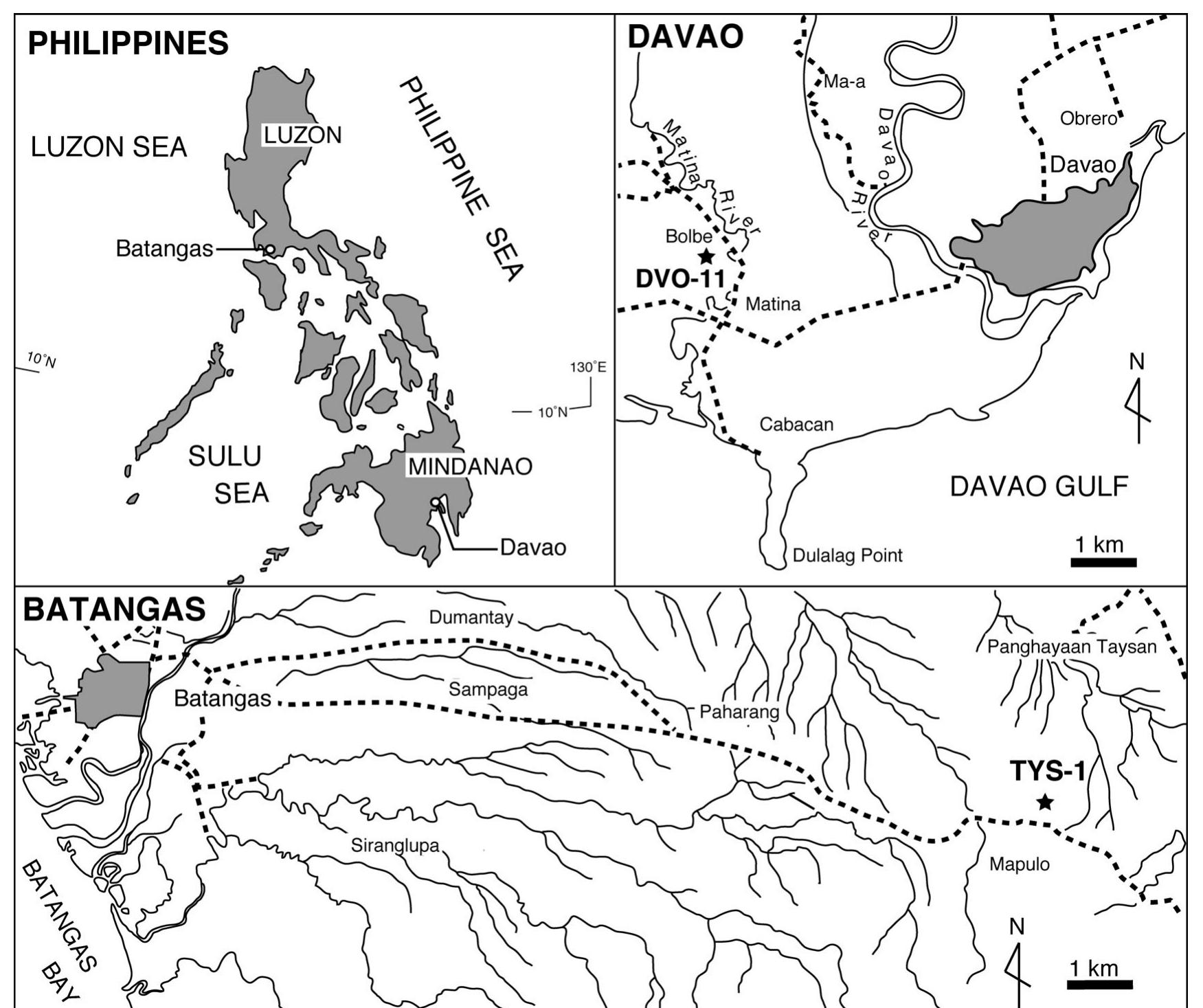 ‘ig. 1. maps showing detailed locations of dvo-11 in davao
