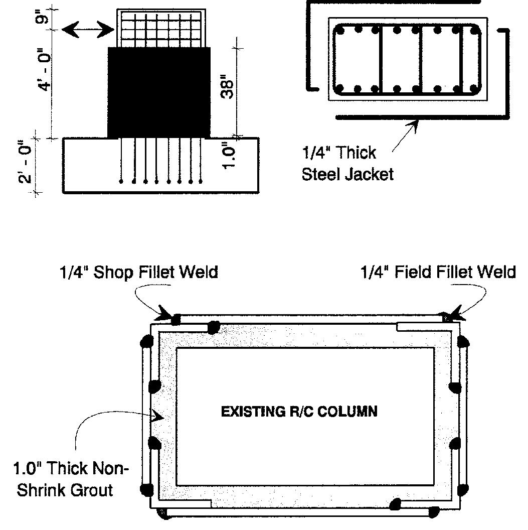 —details of welded solid steel jacket.