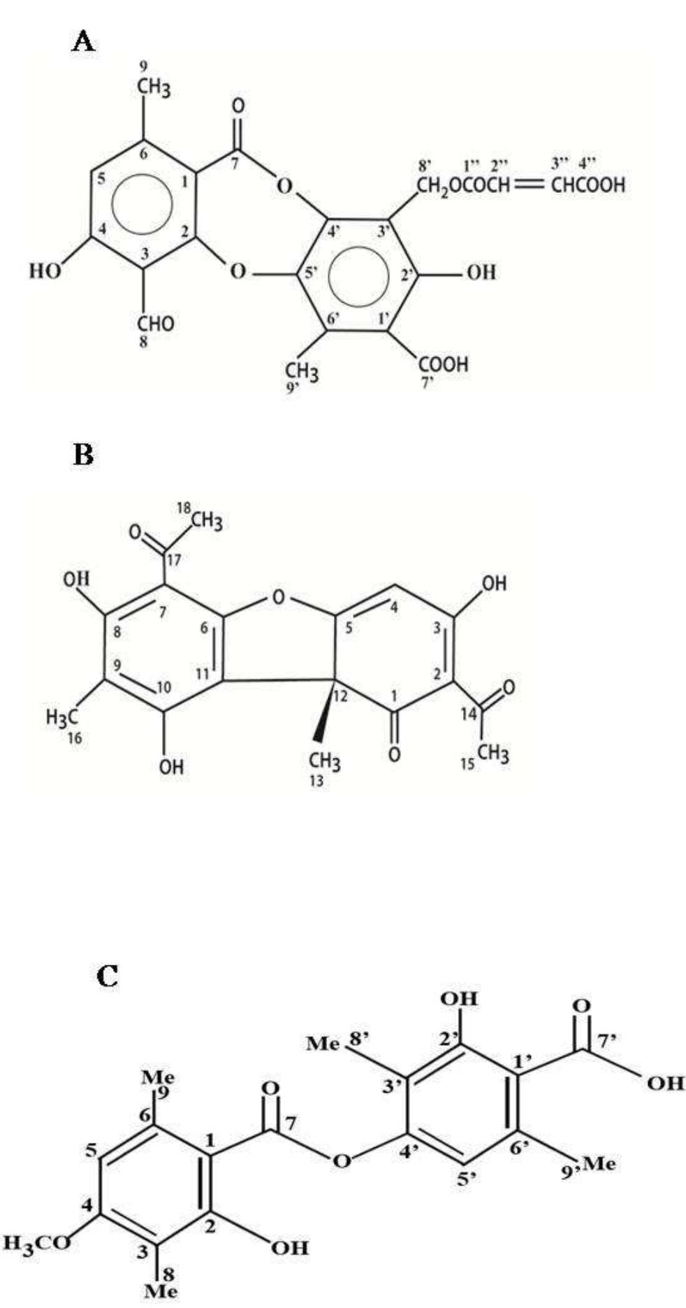 Chemical structure of purified substances according to