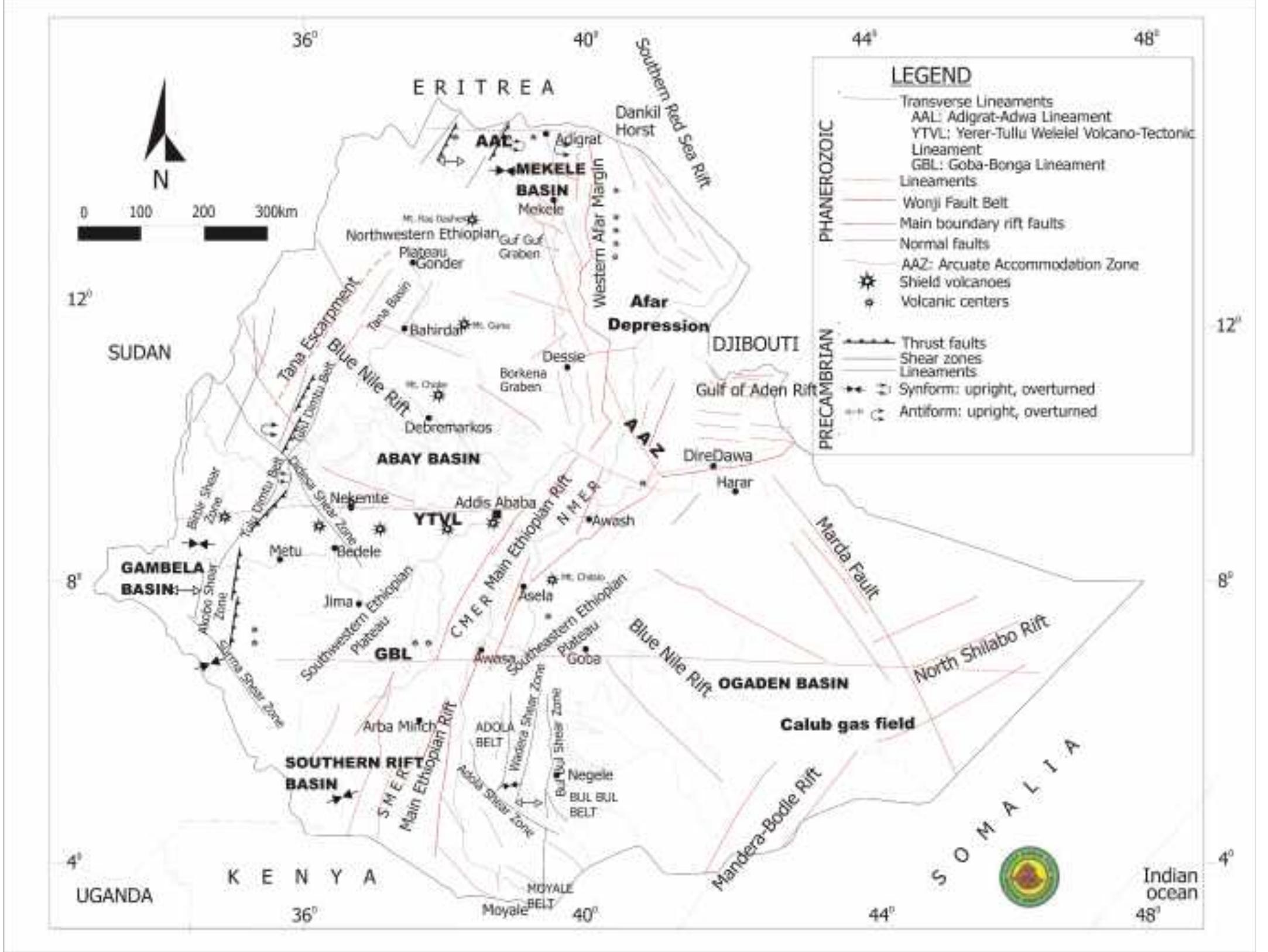 Simplified tectonic map of ethiopia.