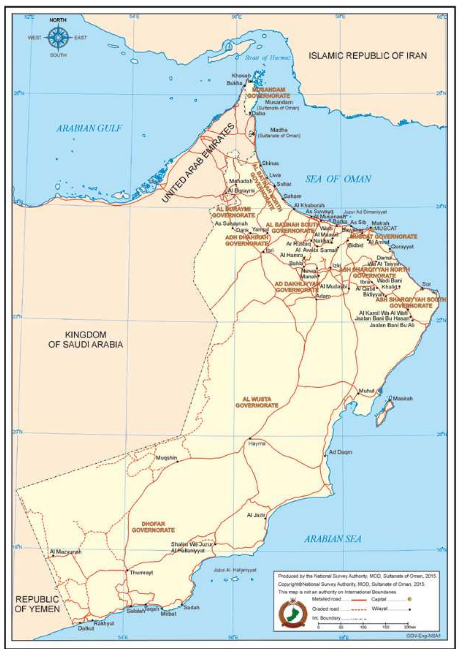 Map of the sultanate of oman