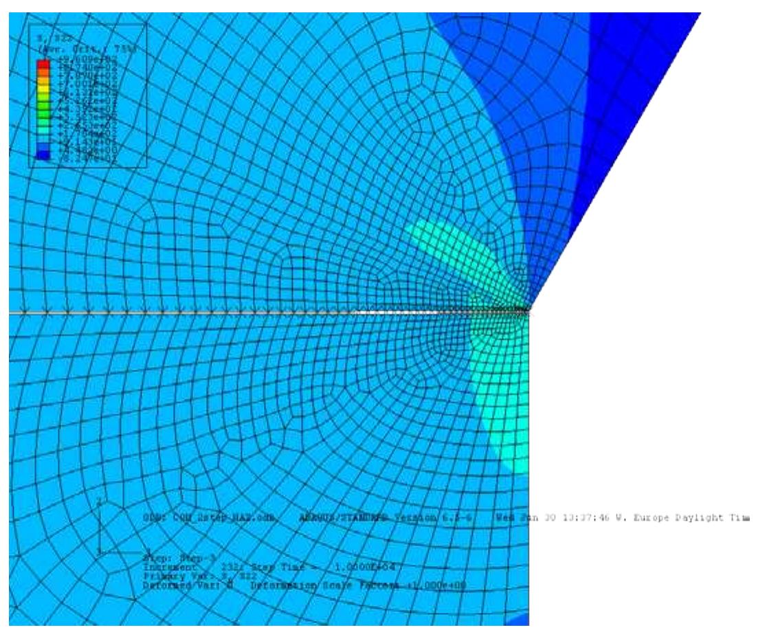 Stress field in weld metal/haz region after cohesive
