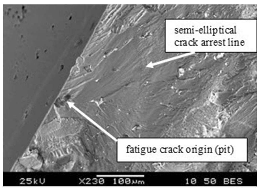 Fracture surface morphology of failed coupon. note typical