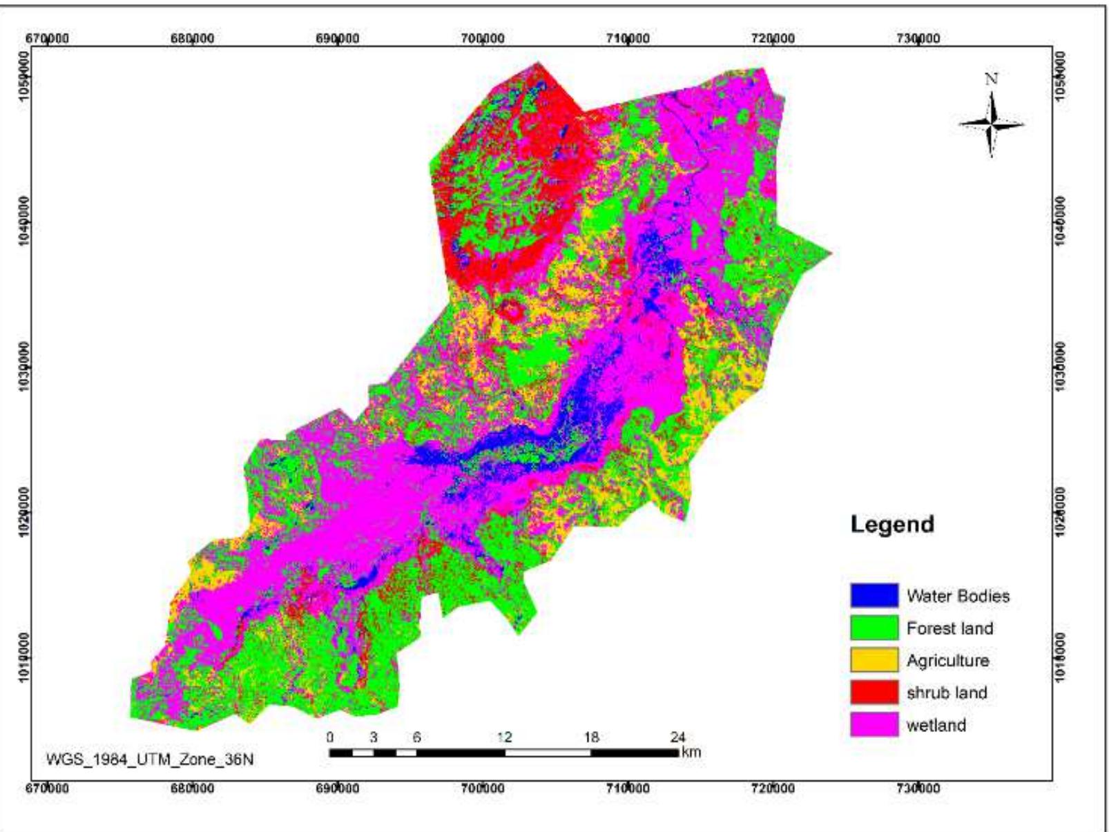 Land use/land cover map of dati wolel national park in 1987.