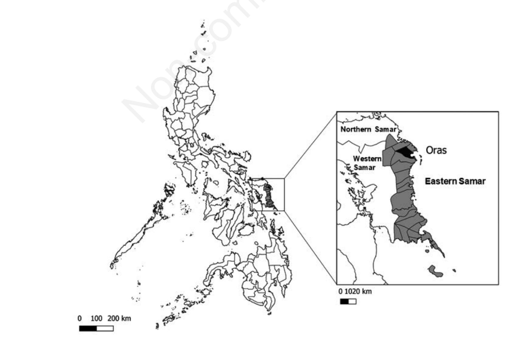 Map of the philippines (left) and eastern samar province