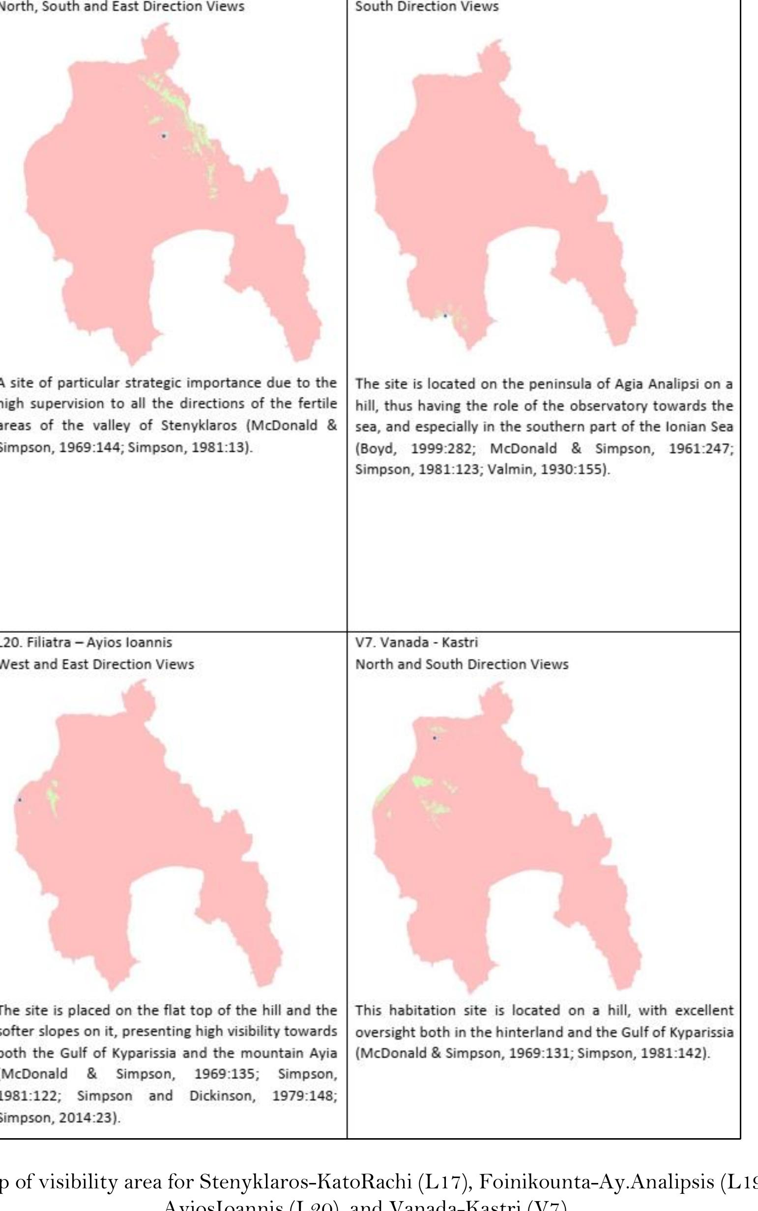 Maps of visibility and non visibility areas for