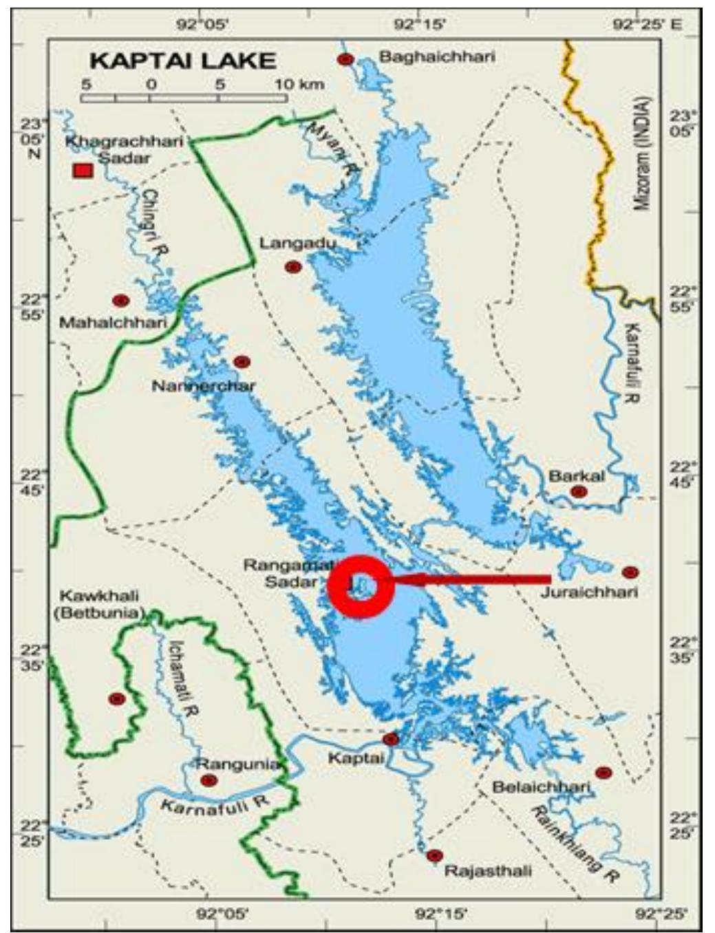 Map of kaptai reservoir (source: google map) data collection