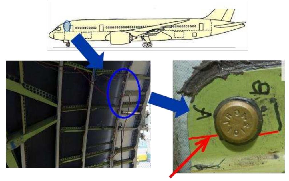 example of a 787 full-scale fatigue test crack finding.