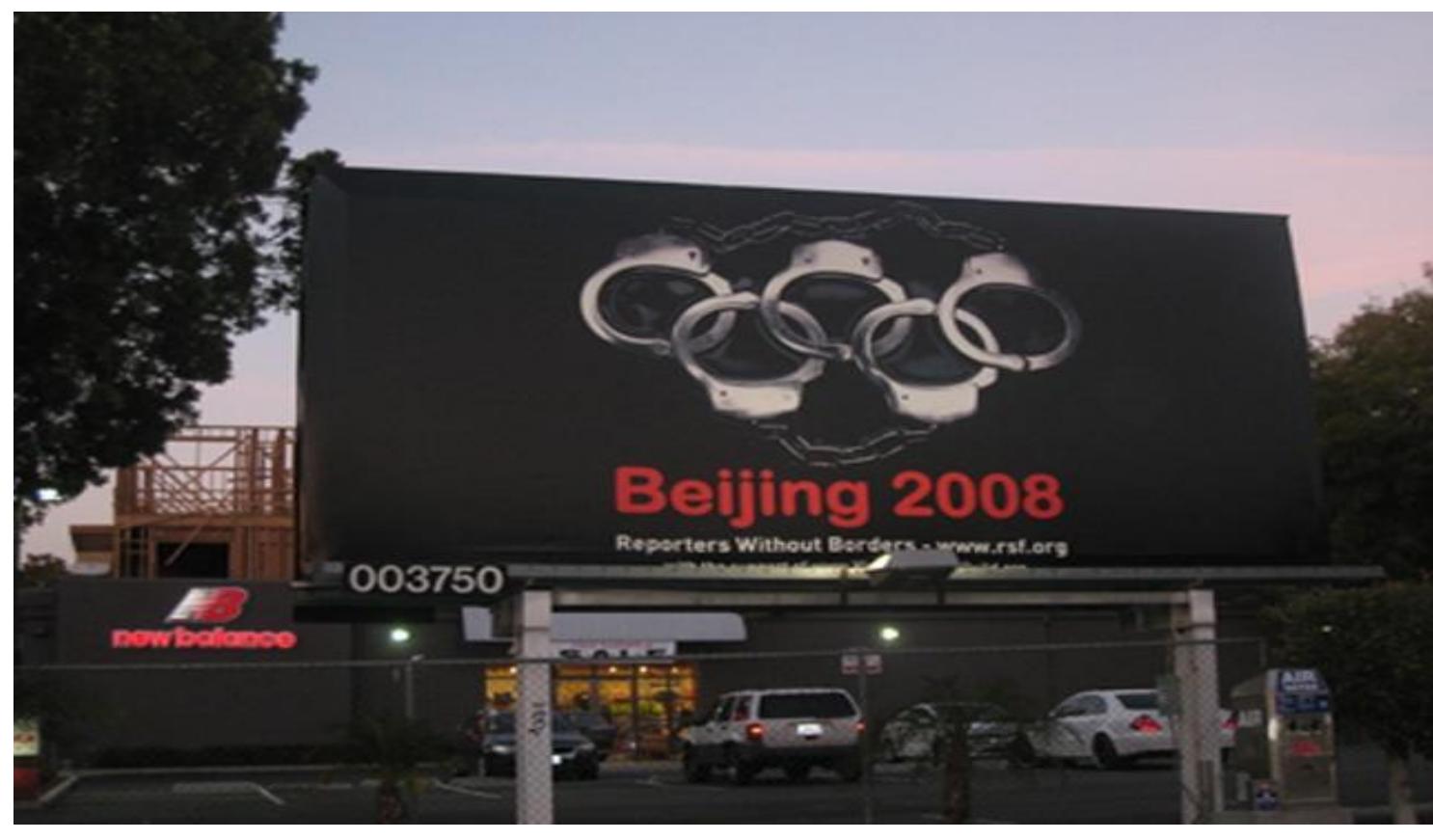 The olympic five rings as handcuffs (reporters without