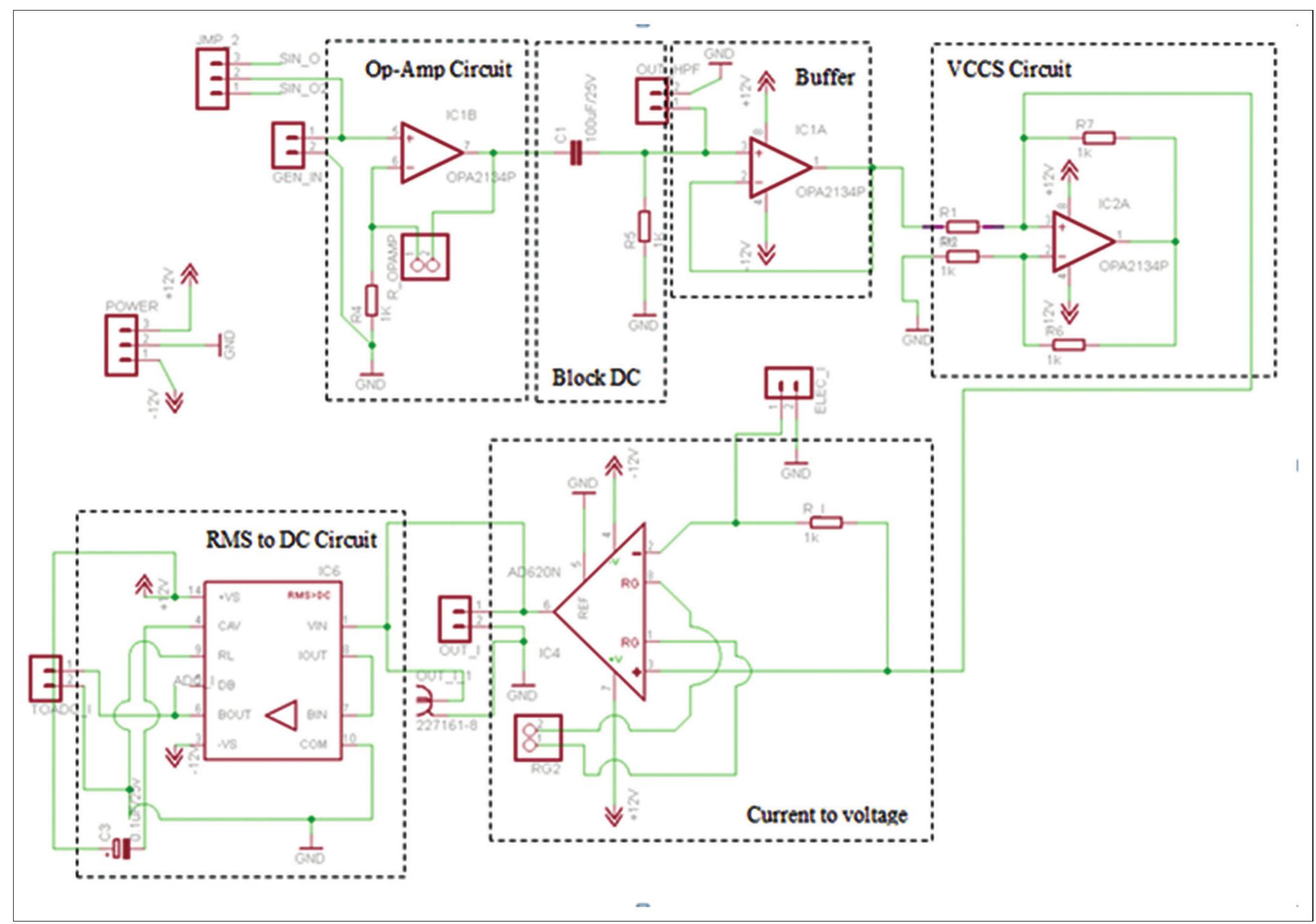 Schematic of voltage controlled current source, current to