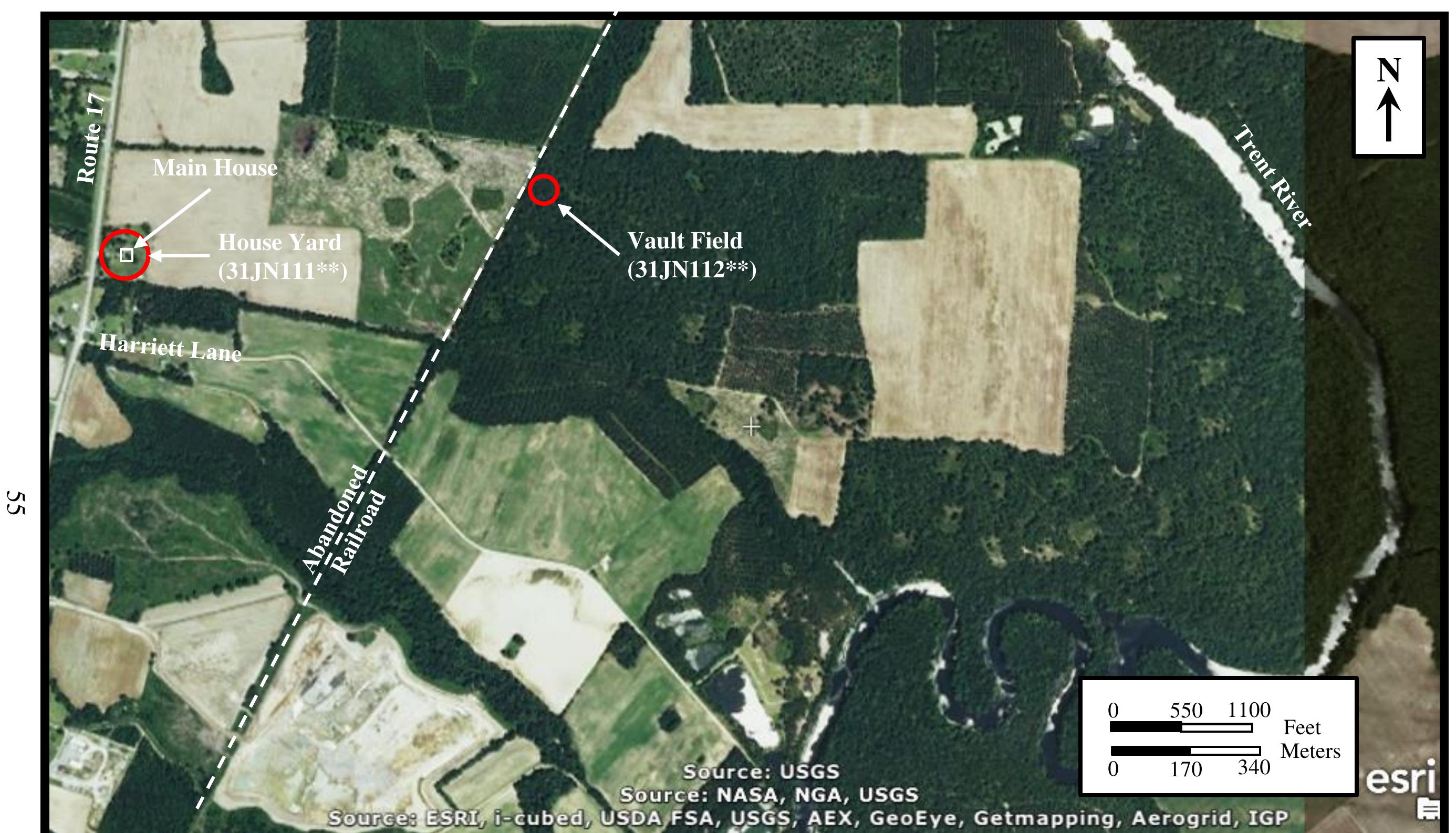 Igure 3-1. map showing the location of the house yard, vault