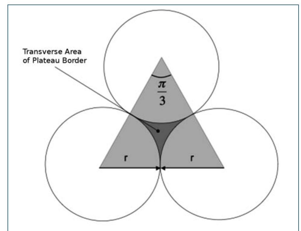 The area of the plateau borders depends on the bubble size: