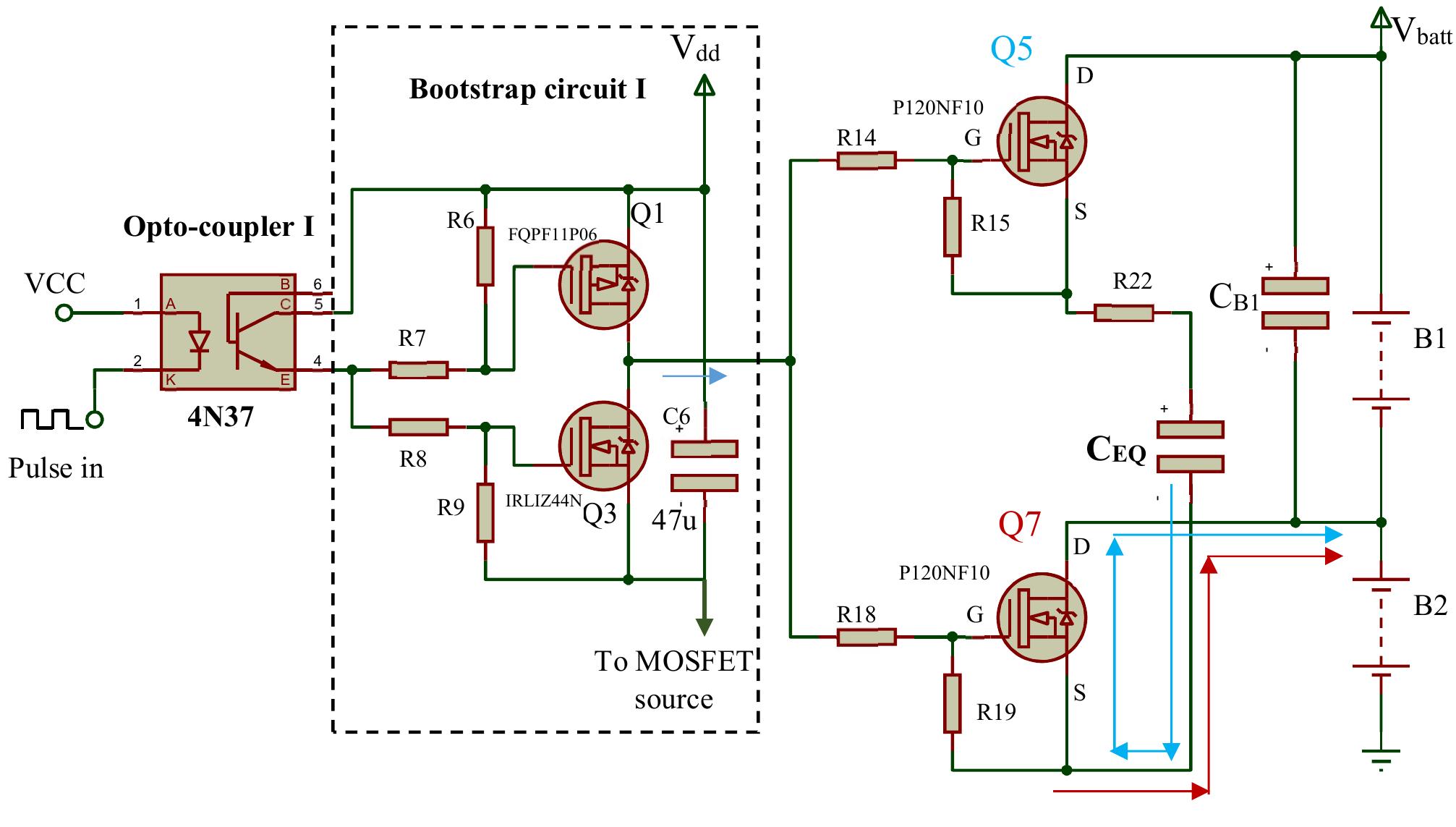 Schematic of opto-coupler i and bootstrap circuit i