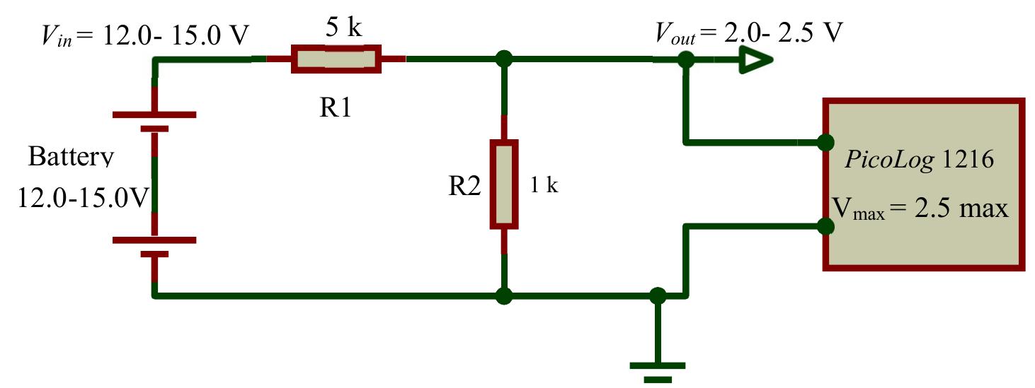 Schematic Of Voltage Divider Circuit Interface With Picolog 3478
