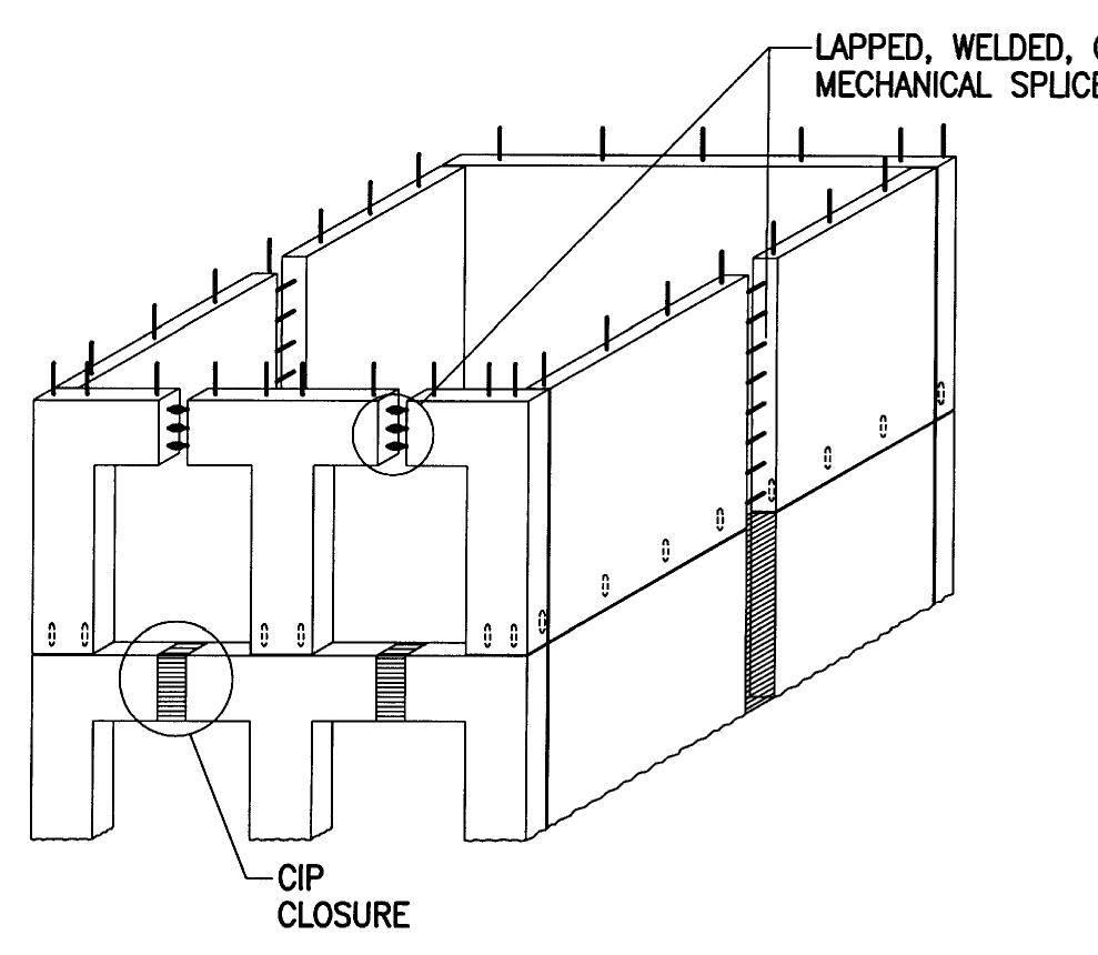 —precast shear tower using mechanical splices and