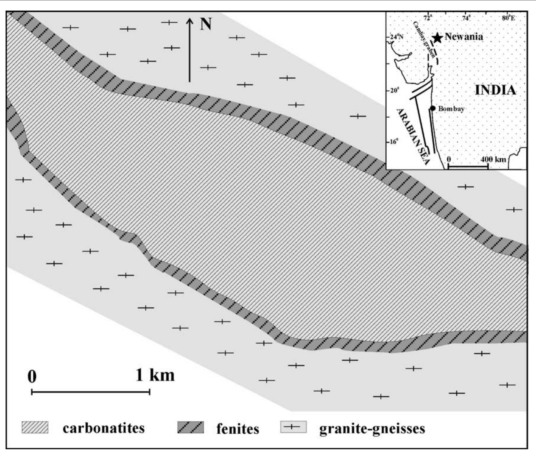 Simplified geological map of the newania carbonatite based