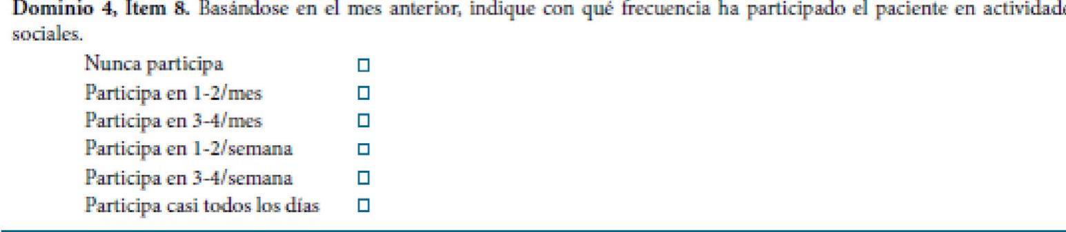 En una escala de 1 a 100, puntie la capacidad del paciente
