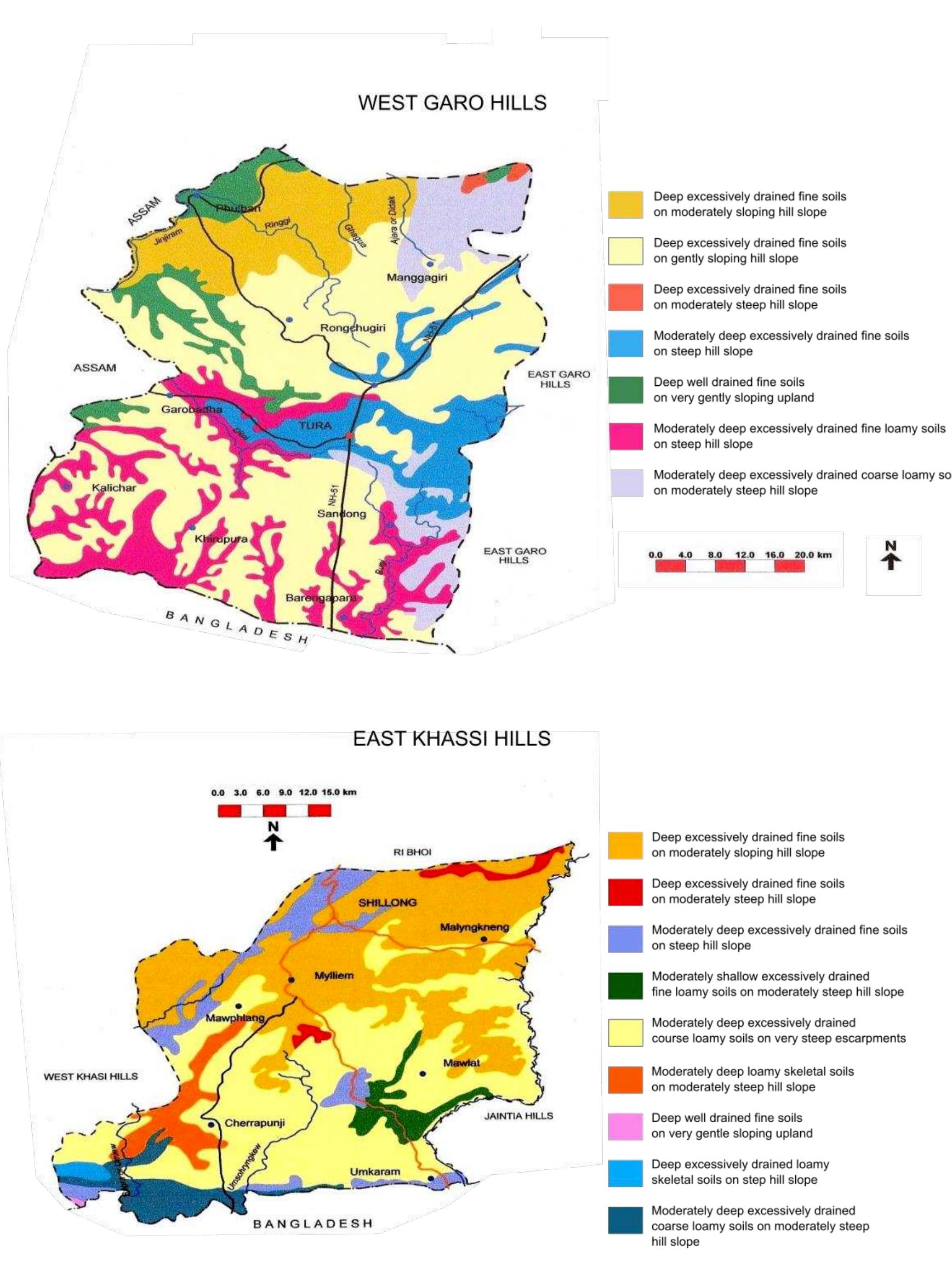 Soil maps of east khasi and west garo districts