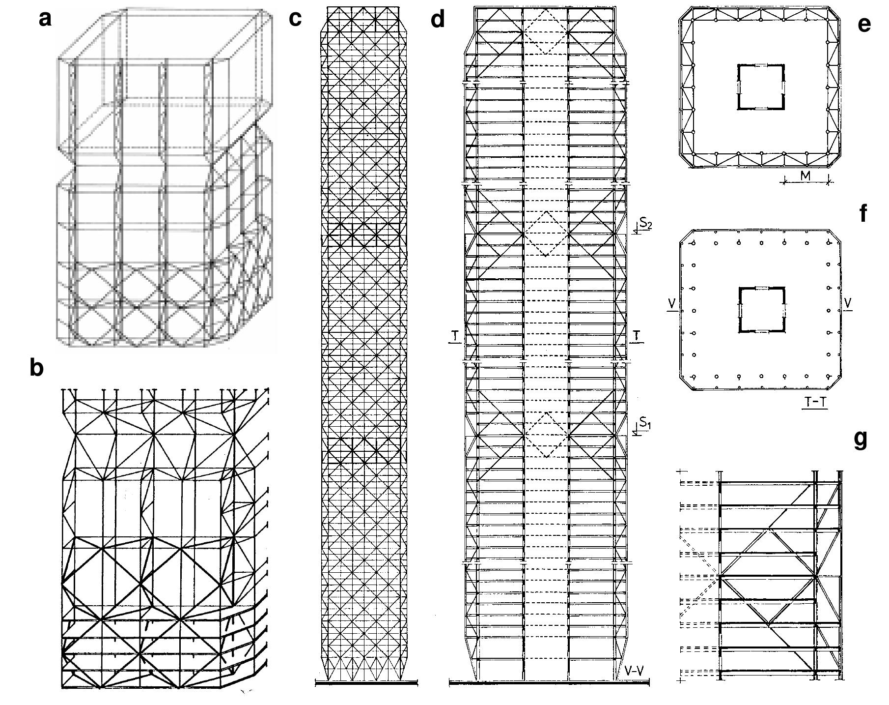General schemes of the structural system of a tall building