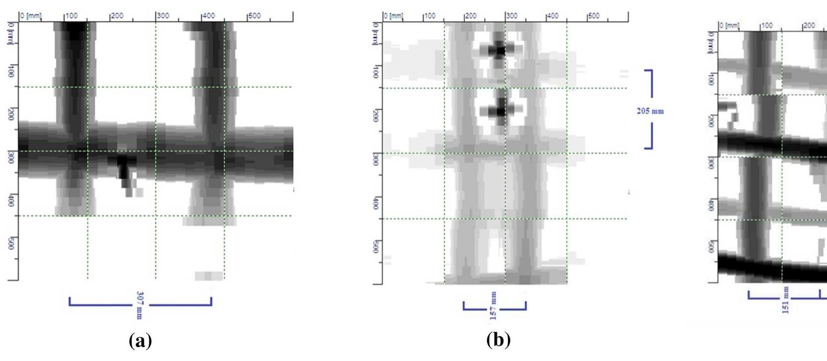 Rebar scans of gf beam e1-e2 [a lateral, b bottom] and