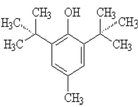 Chemical structure of butylated hydroxytoluene