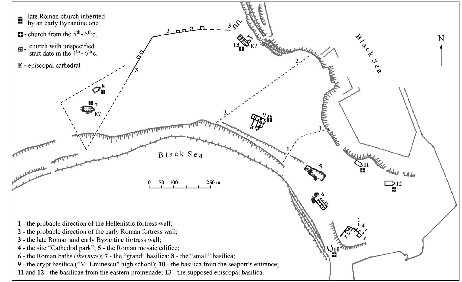 General plan of the known remains of tomis (after: buzoianu