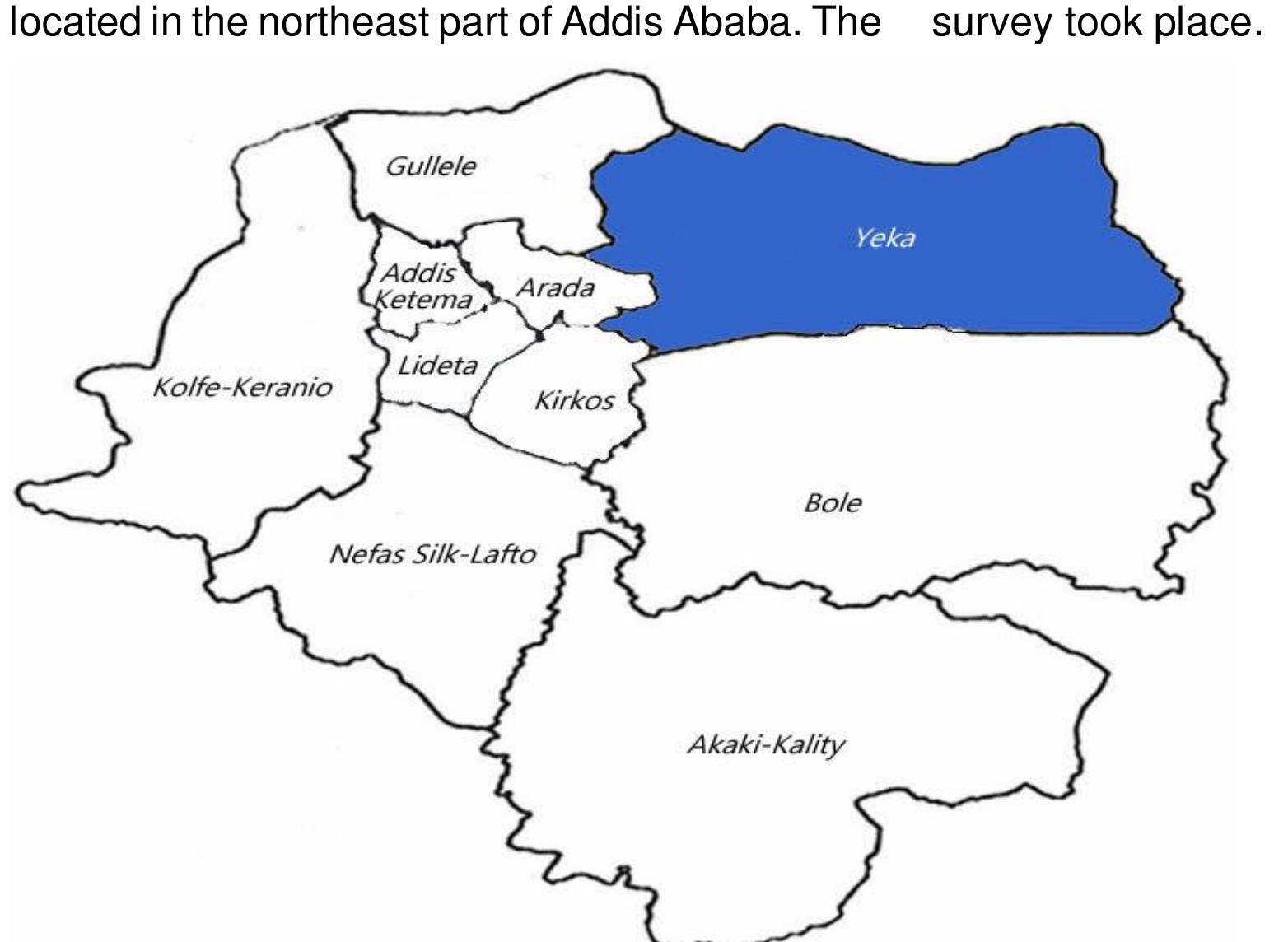 The map of addis ababa and yeka sub-city source: mare addis