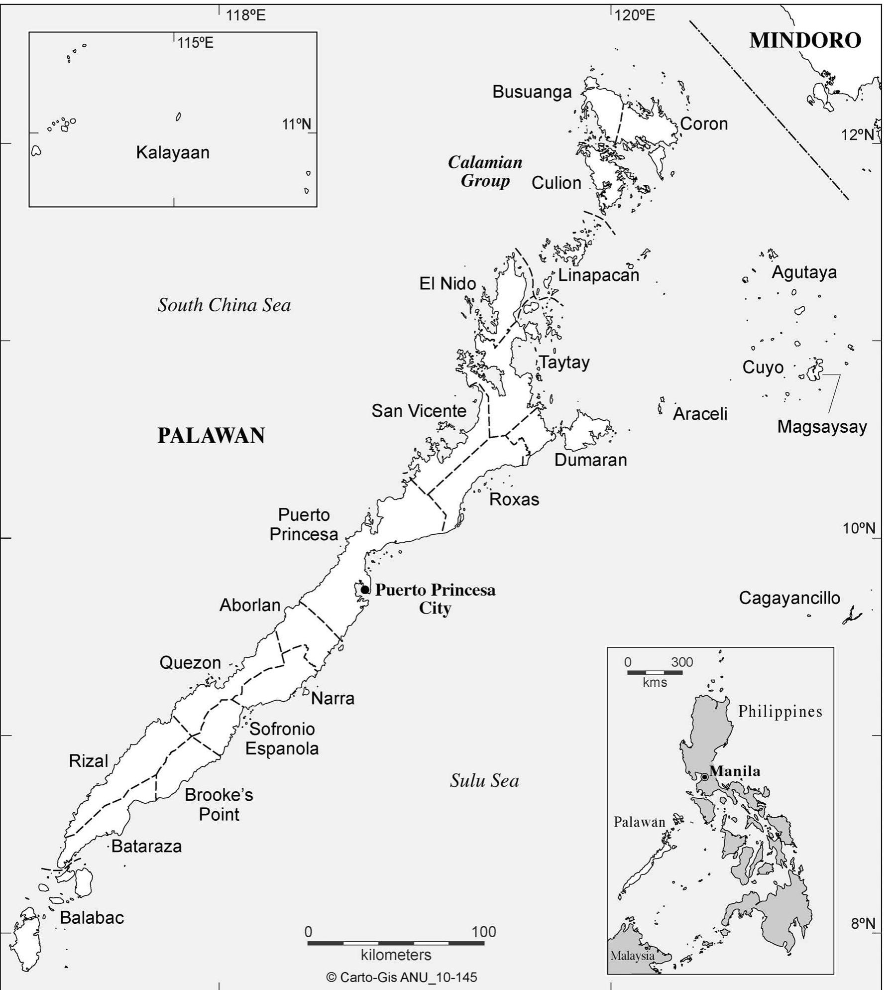 Map of palawan province, philippines dive tourism became
