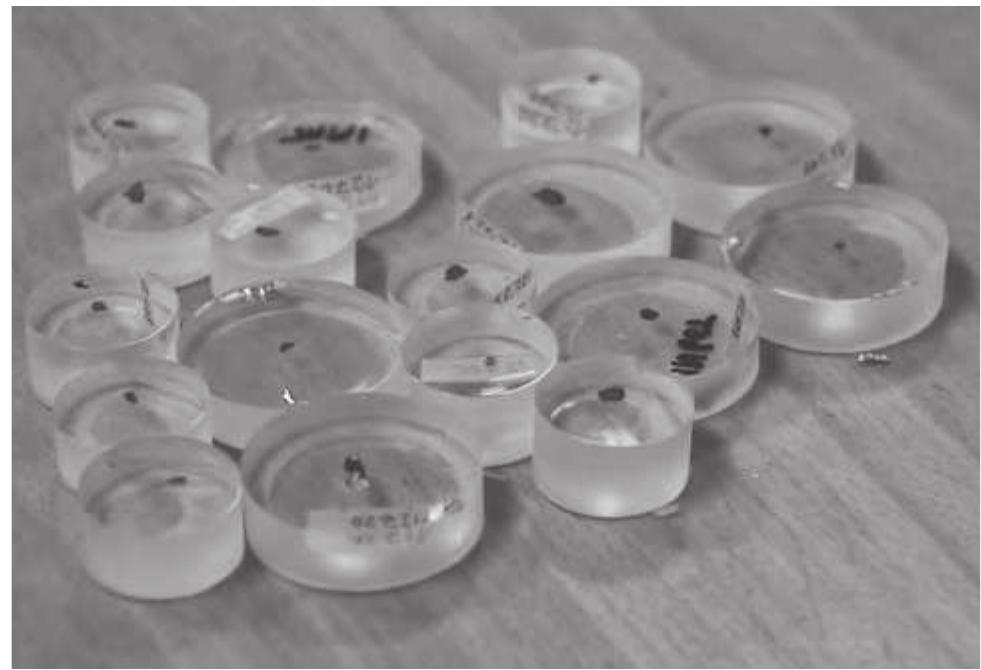 Mounted metallographic samples from the artefacts at abusir,