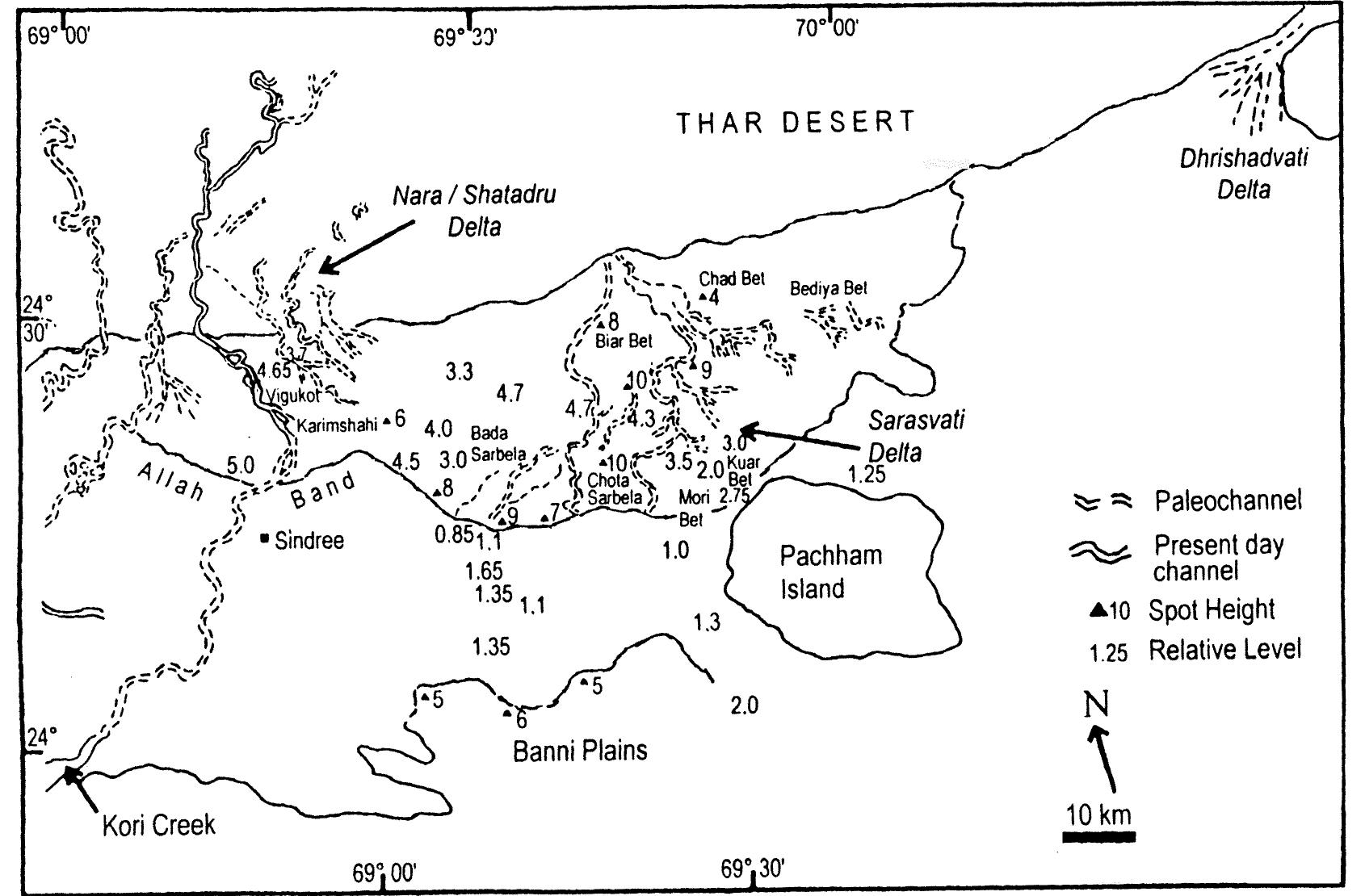Map showing the bird’s foot palaeo-delta complex
