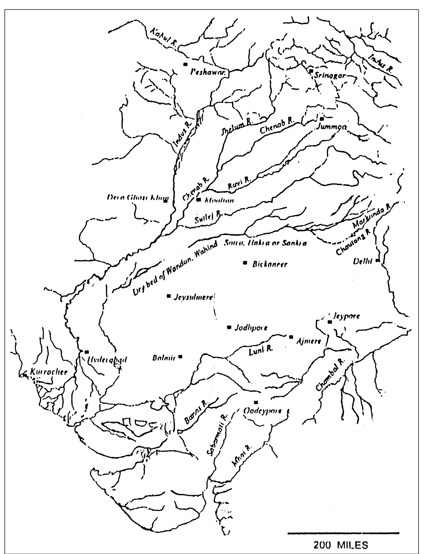 Drainage map of northwestern india prepared by oldham”’. sw