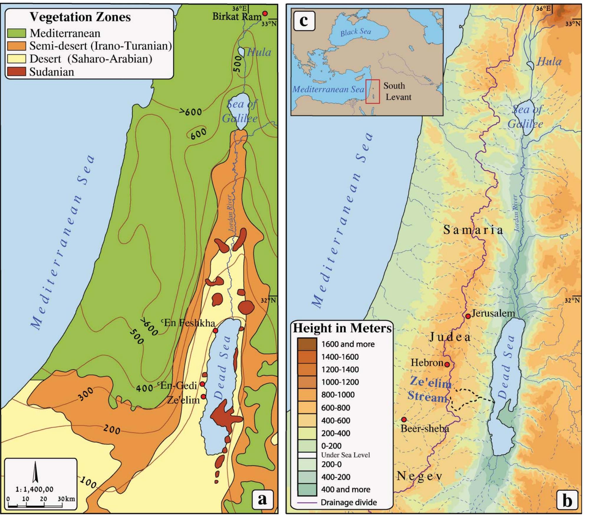 A. the location of the ze’elim outcrop with modern annual