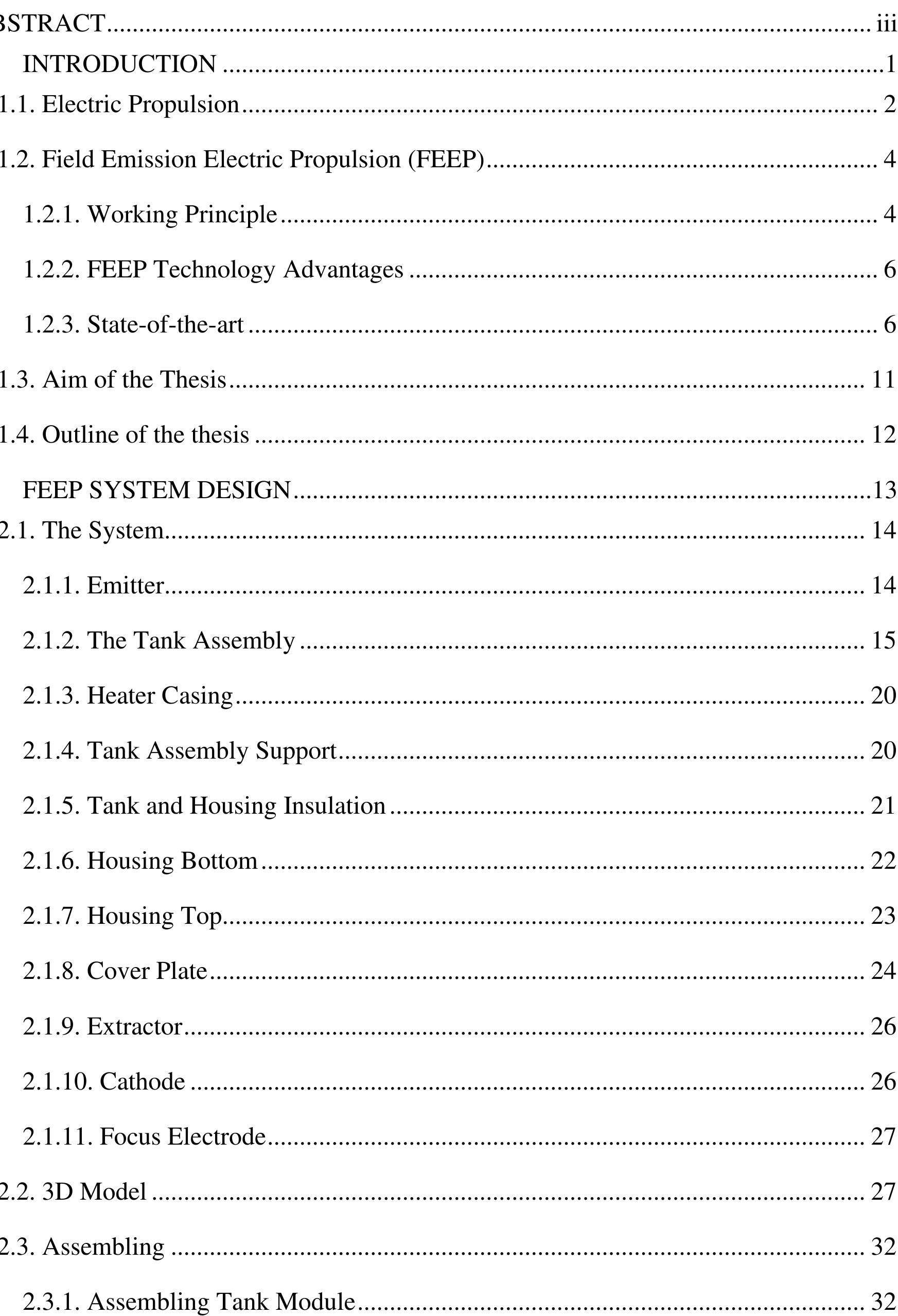 Table 1 - Design of a FEEP Thruster for Micro-/
