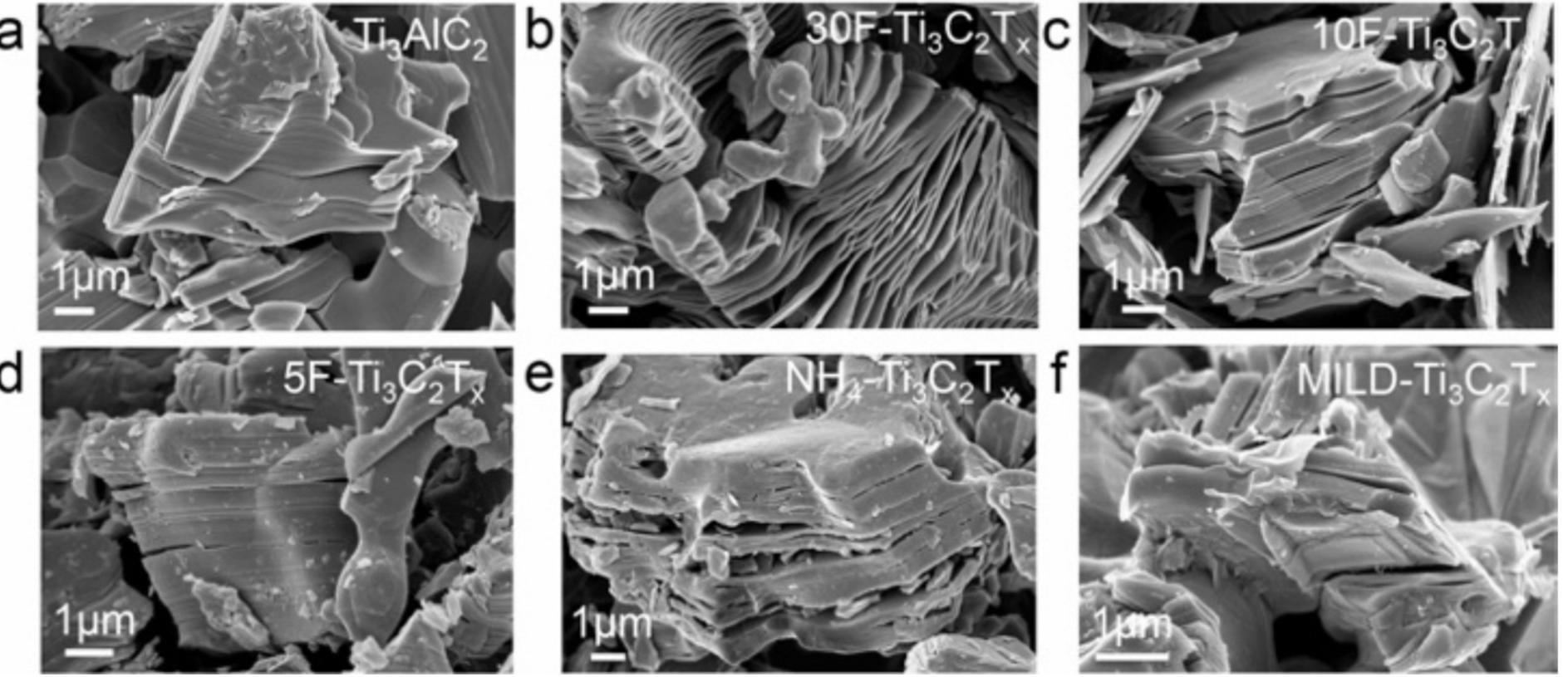 Sem images of max phases and mxenes synthesized with