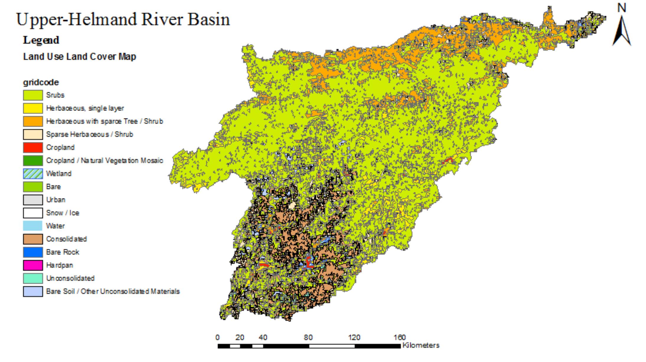 Upper-helmand river basin - land use land covers map